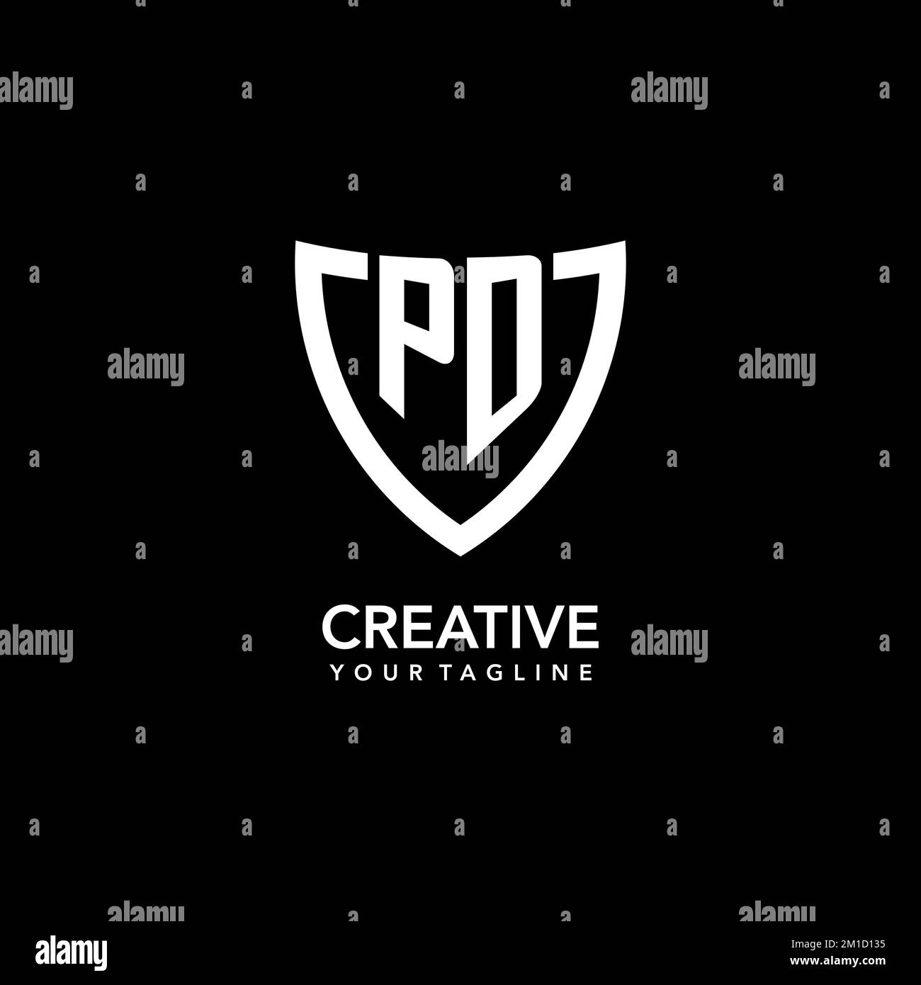 PD monogram initial logo with clean modern shield icon design ...