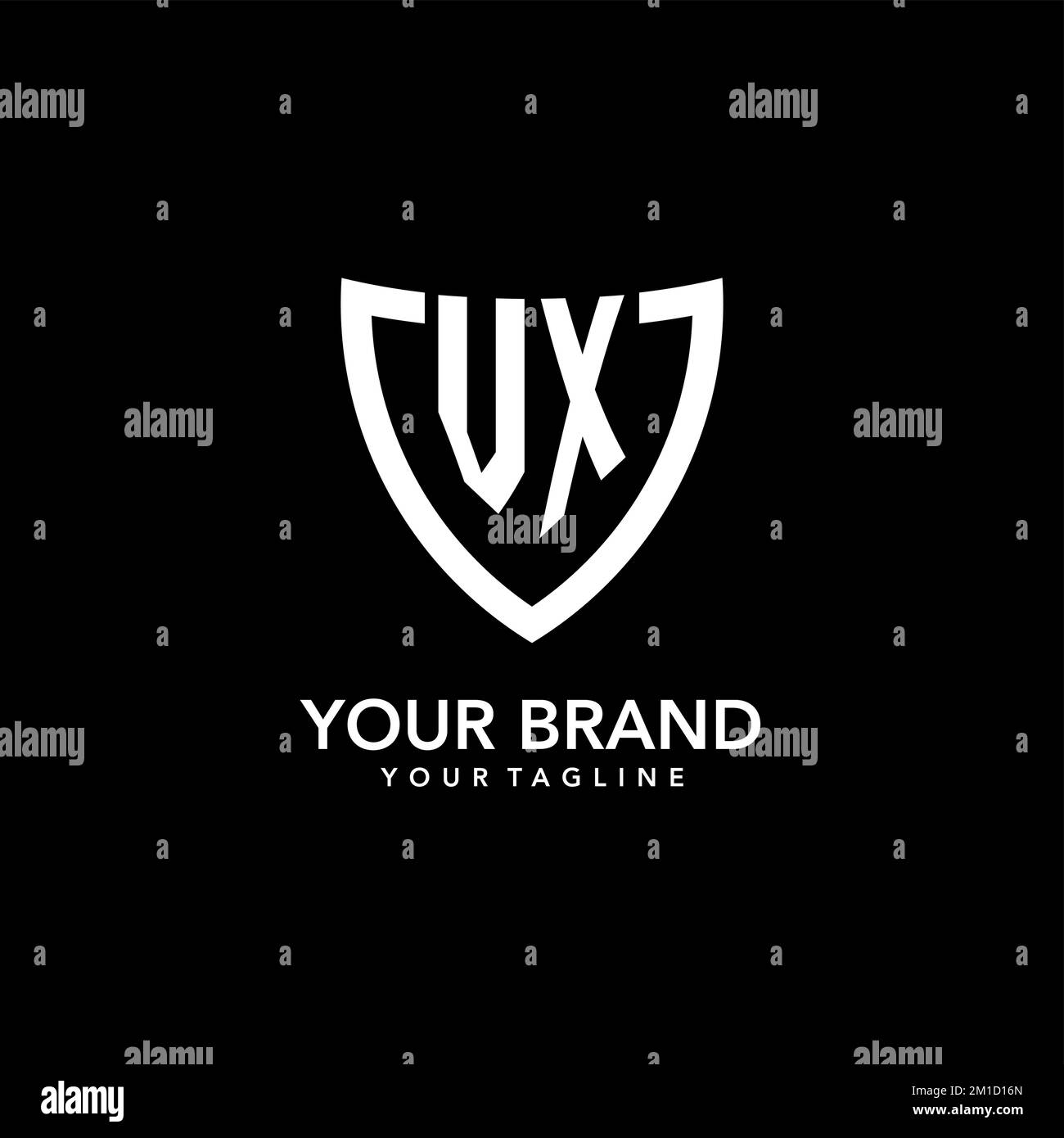 VX monogram initial logo with clean modern shield icon design ...