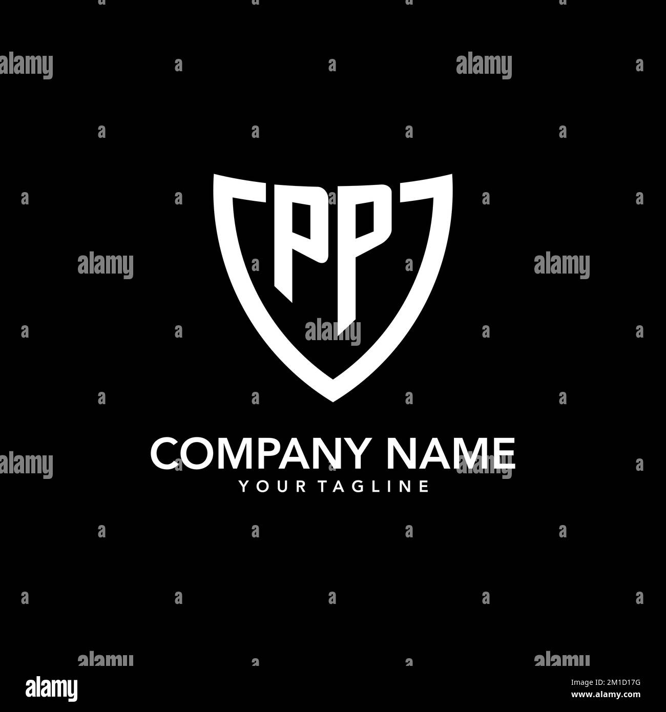 PP monogram initial logo with clean modern shield icon design ...