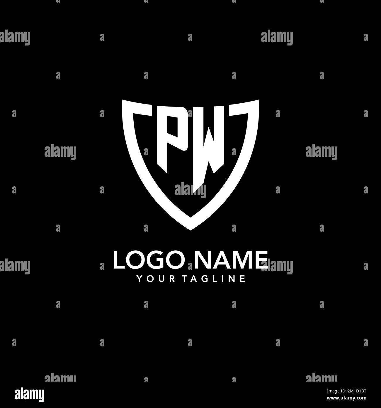 PW monogram initial logo with clean modern shield icon design ...