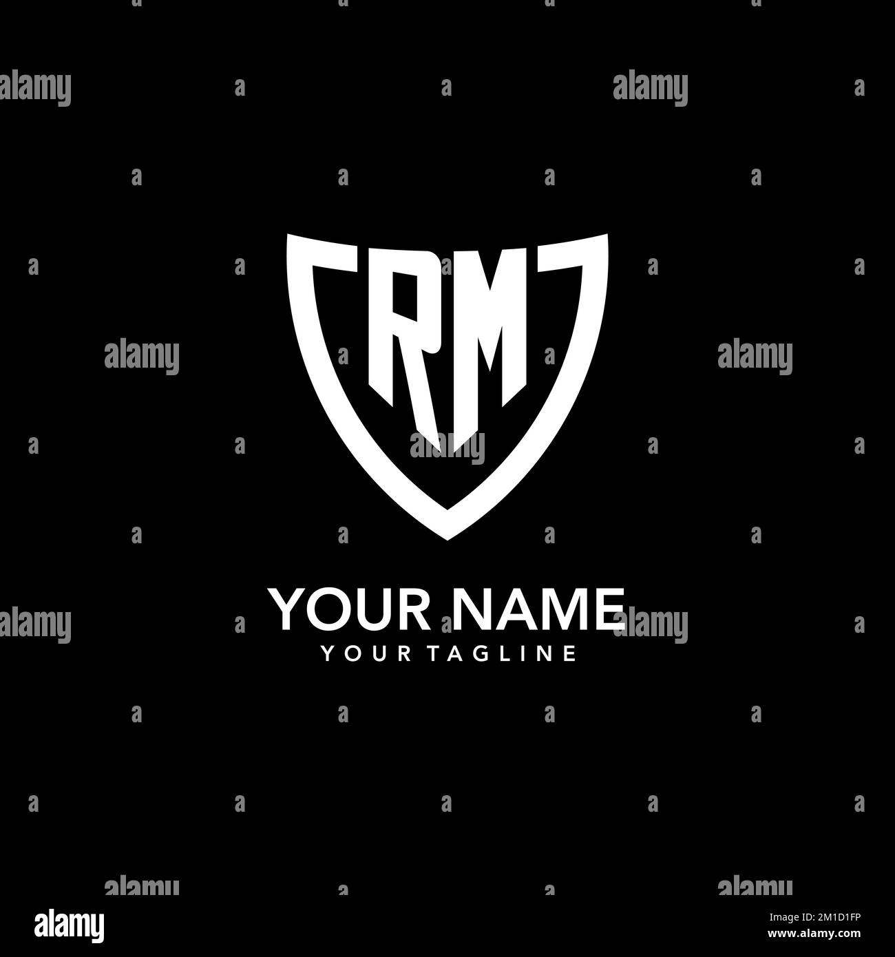 RM monogram initial logo with clean modern shield icon design ...