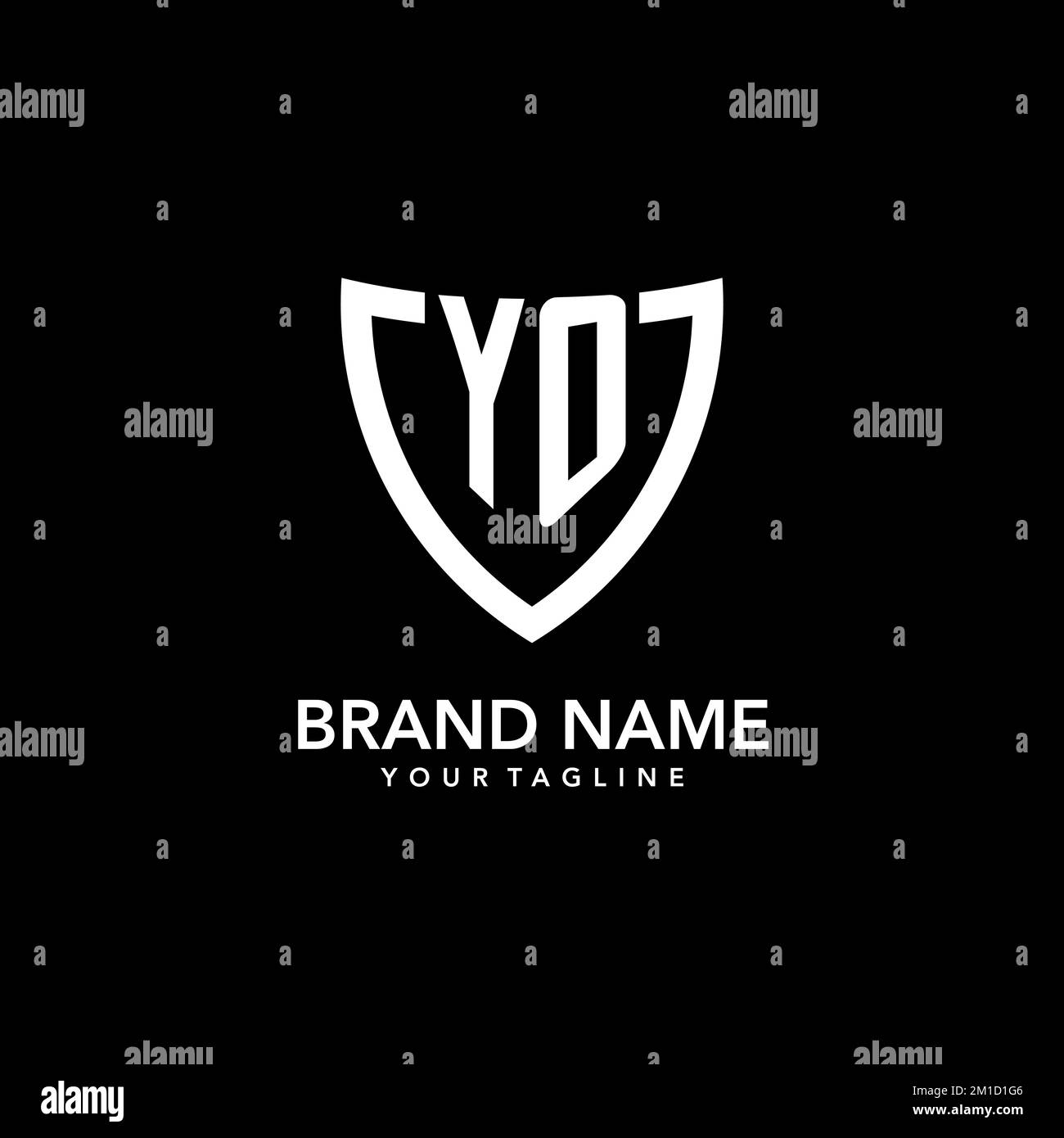 YO monogram initial logo with clean modern shield icon design ...