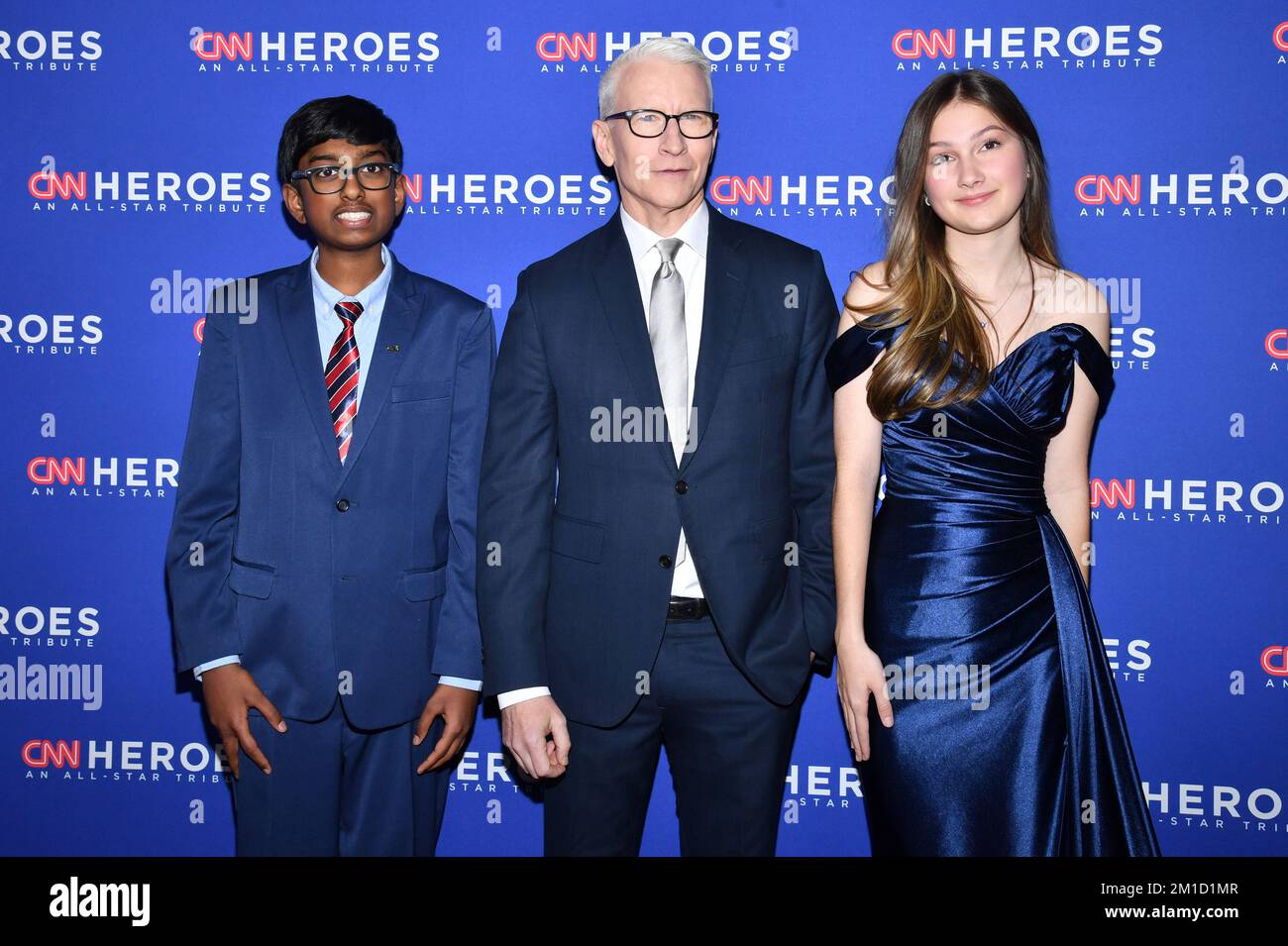 (L-R) Sri Nihal Tammana, Anderson Cooper and Ruby Chitsey attend the ...