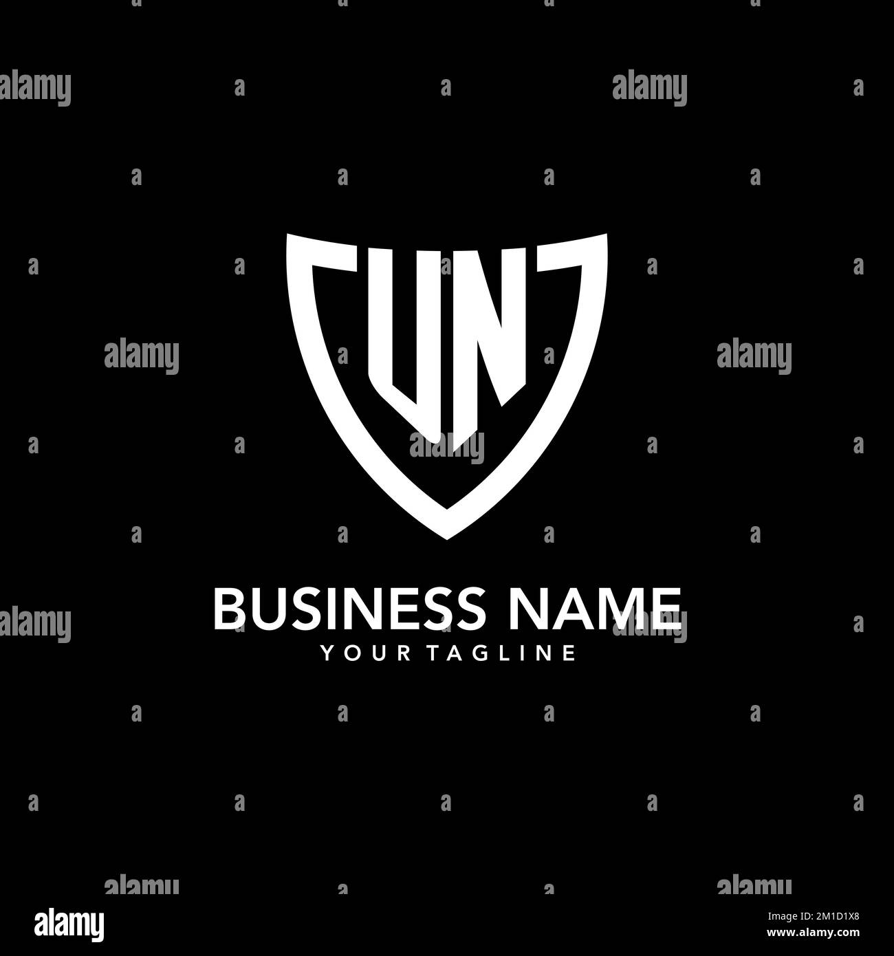 UN monogram initial logo with clean modern shield icon design inspiration Stock Vector Image ...