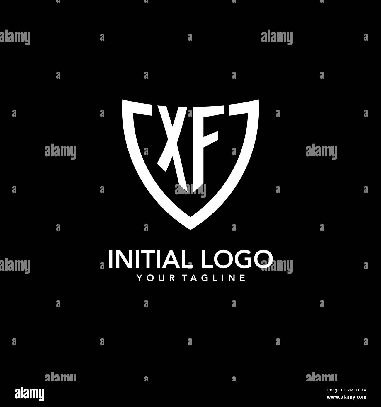XF monogram initial logo with clean modern shield icon design ...