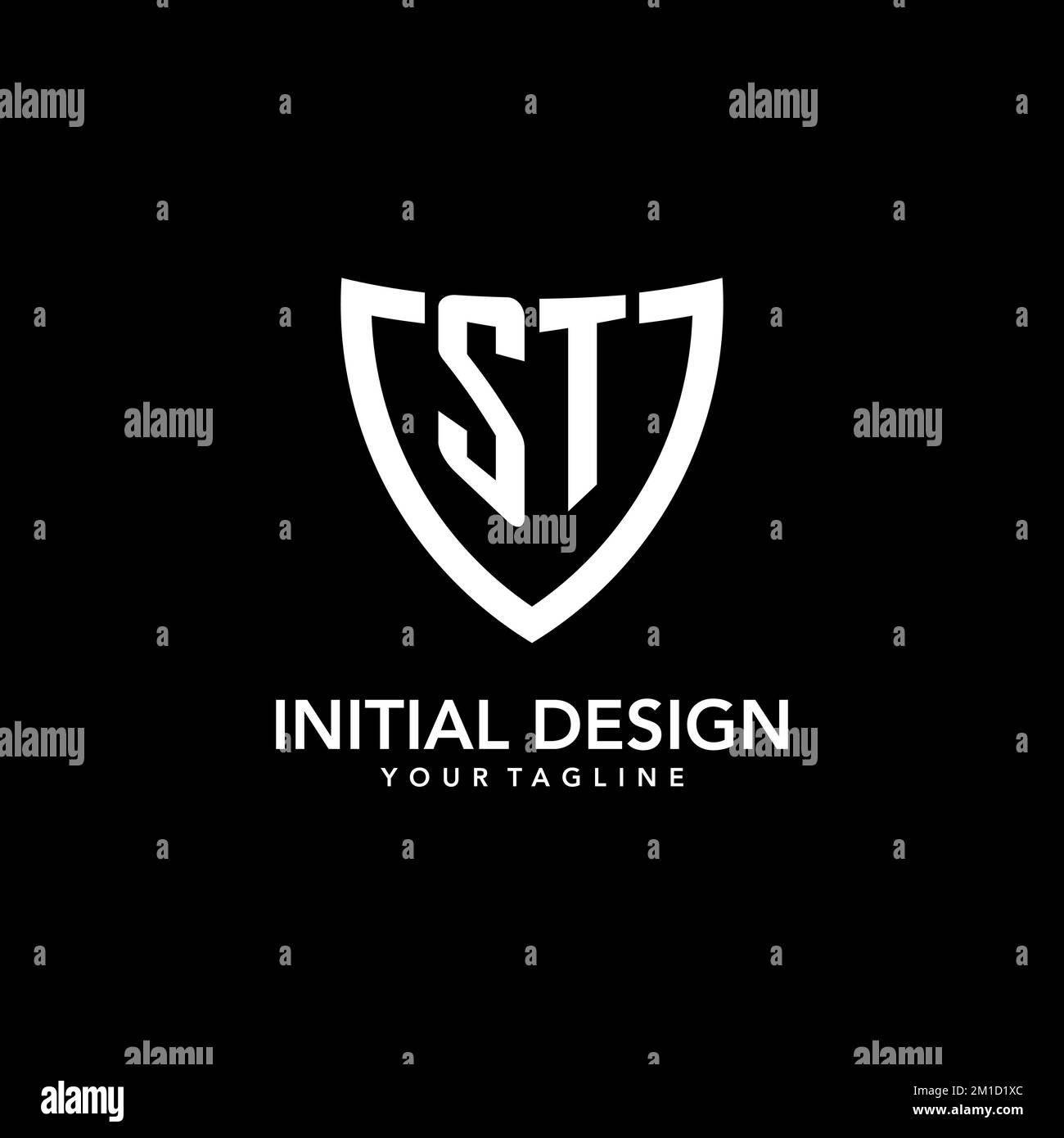 ST monogram initial logo with clean modern shield icon design ...