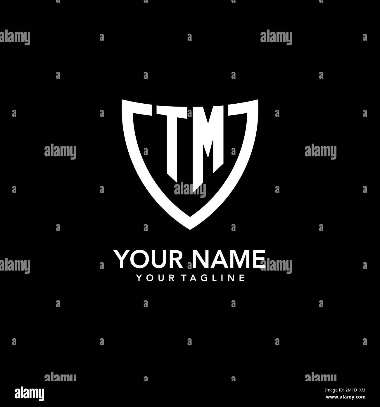 TM monogram initial logo with clean modern shield icon design ...