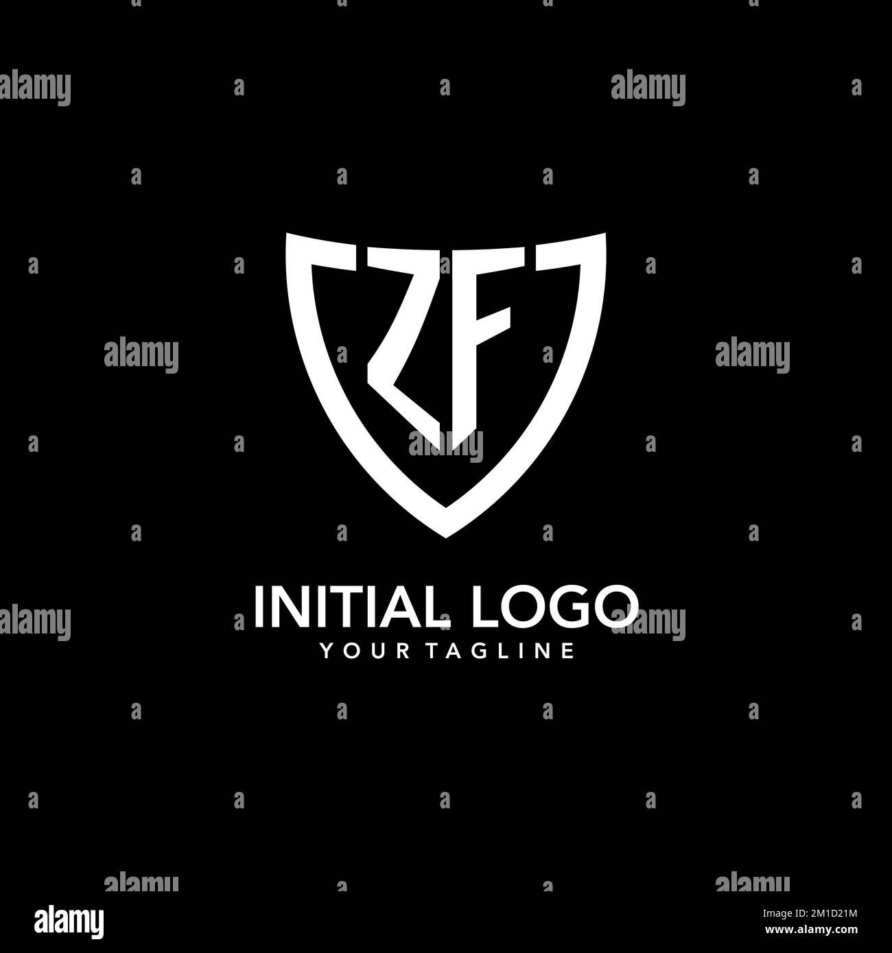 ZF monogram initial logo with clean modern shield icon design ...