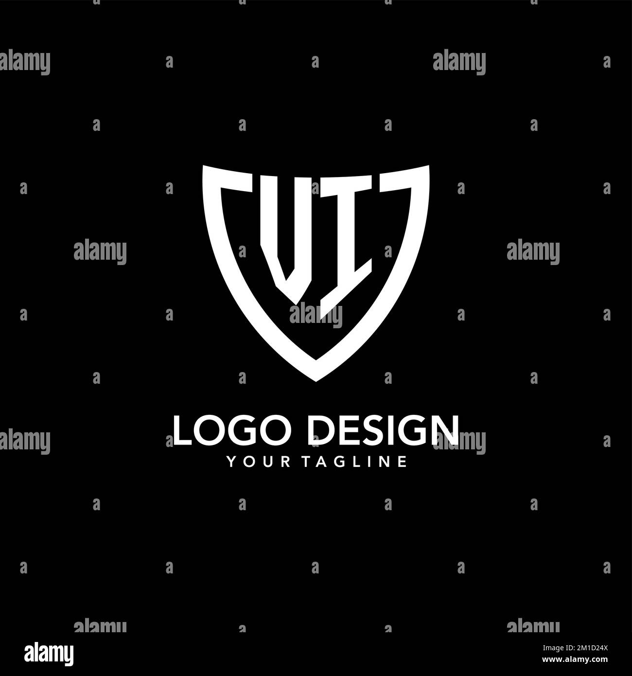 VI monogram initial logo with clean modern shield icon design ...