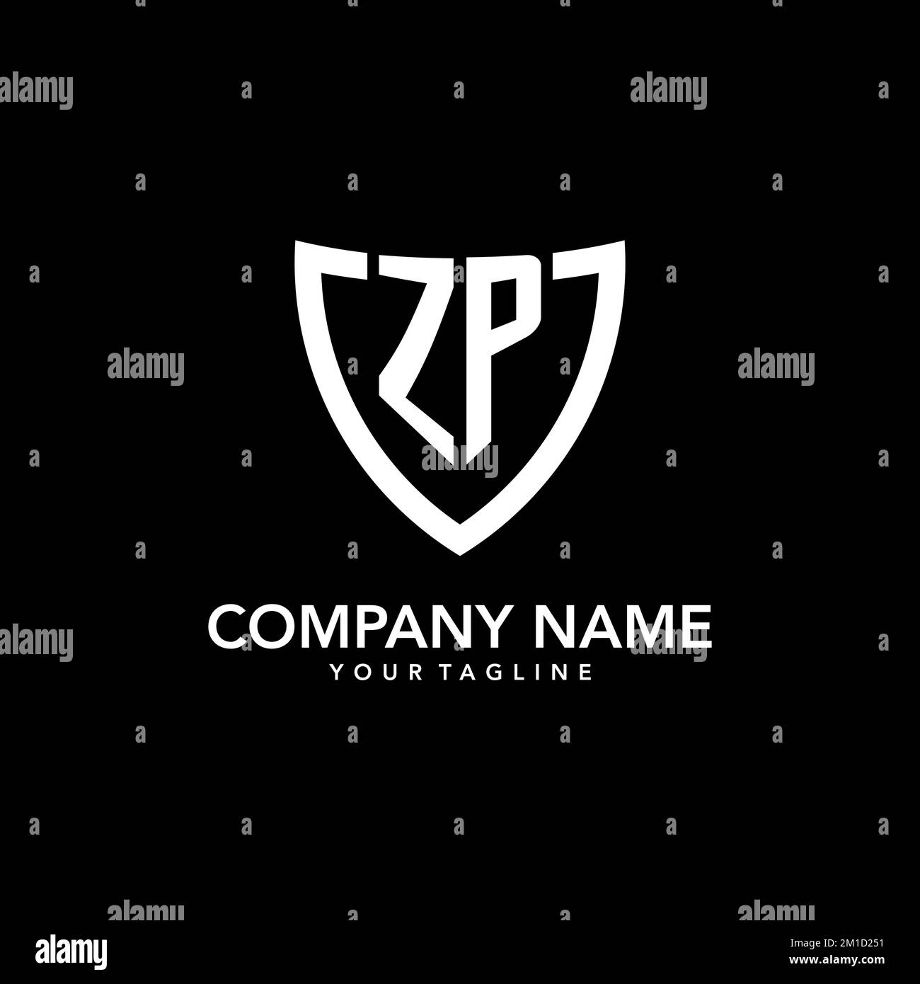 ZP monogram initial logo with clean modern shield icon design ...