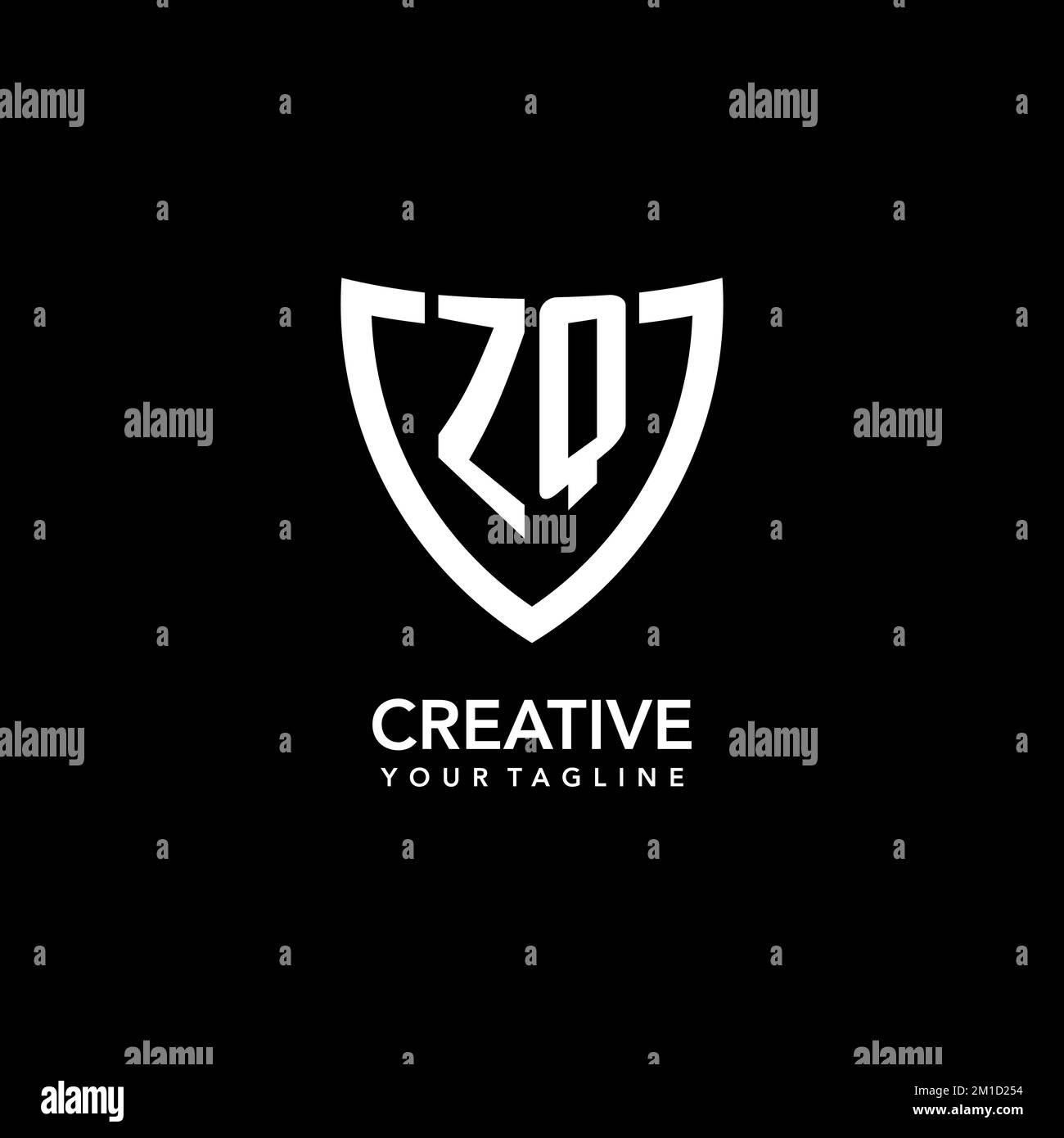 ZQ monogram initial logo with clean modern shield icon design ...