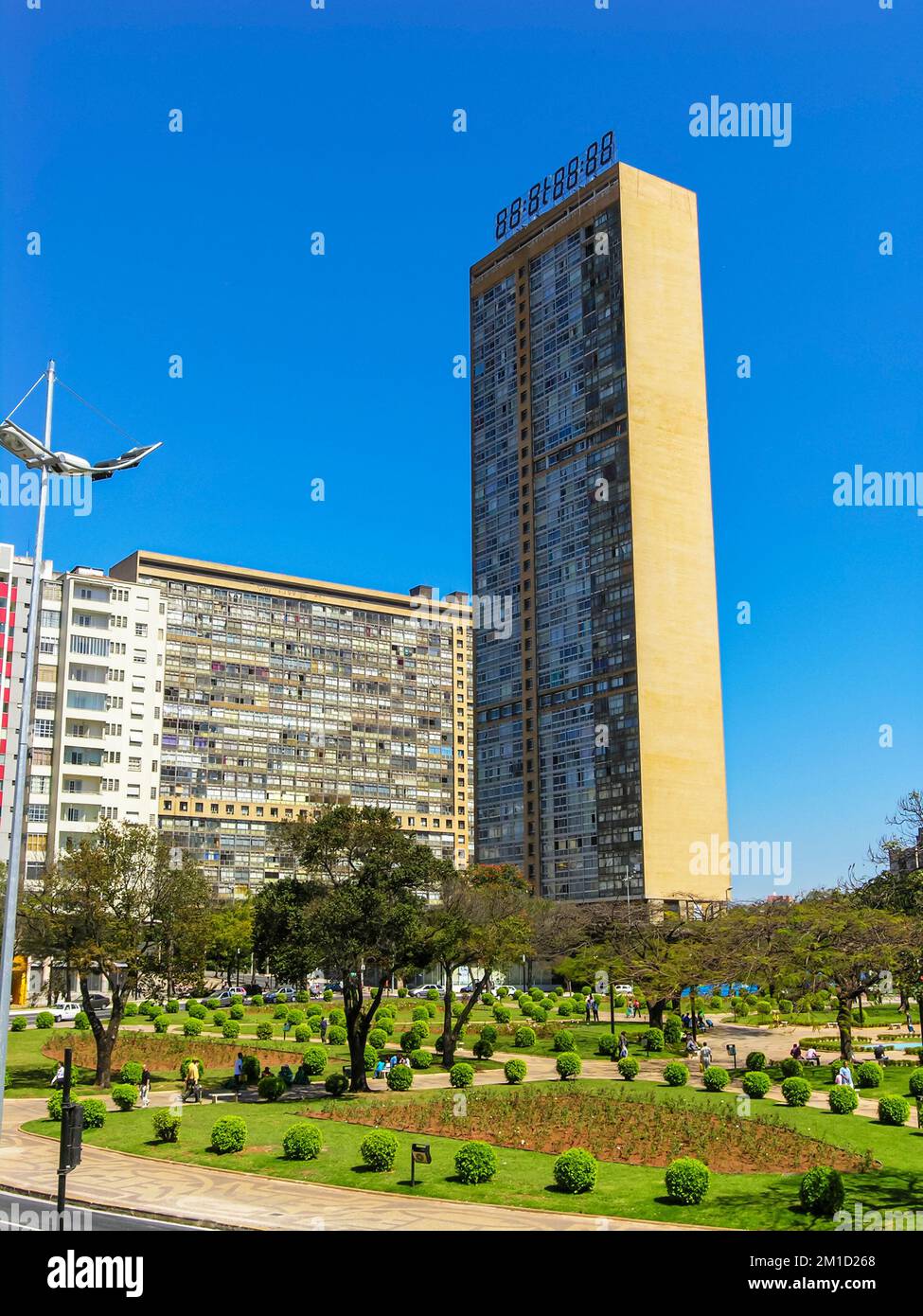 A vertical shot of the JK Building in Raul Soares Square in the city of ...