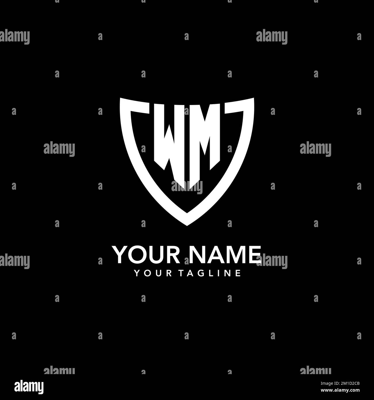 WM monogram initial logo with clean modern shield icon design ...
