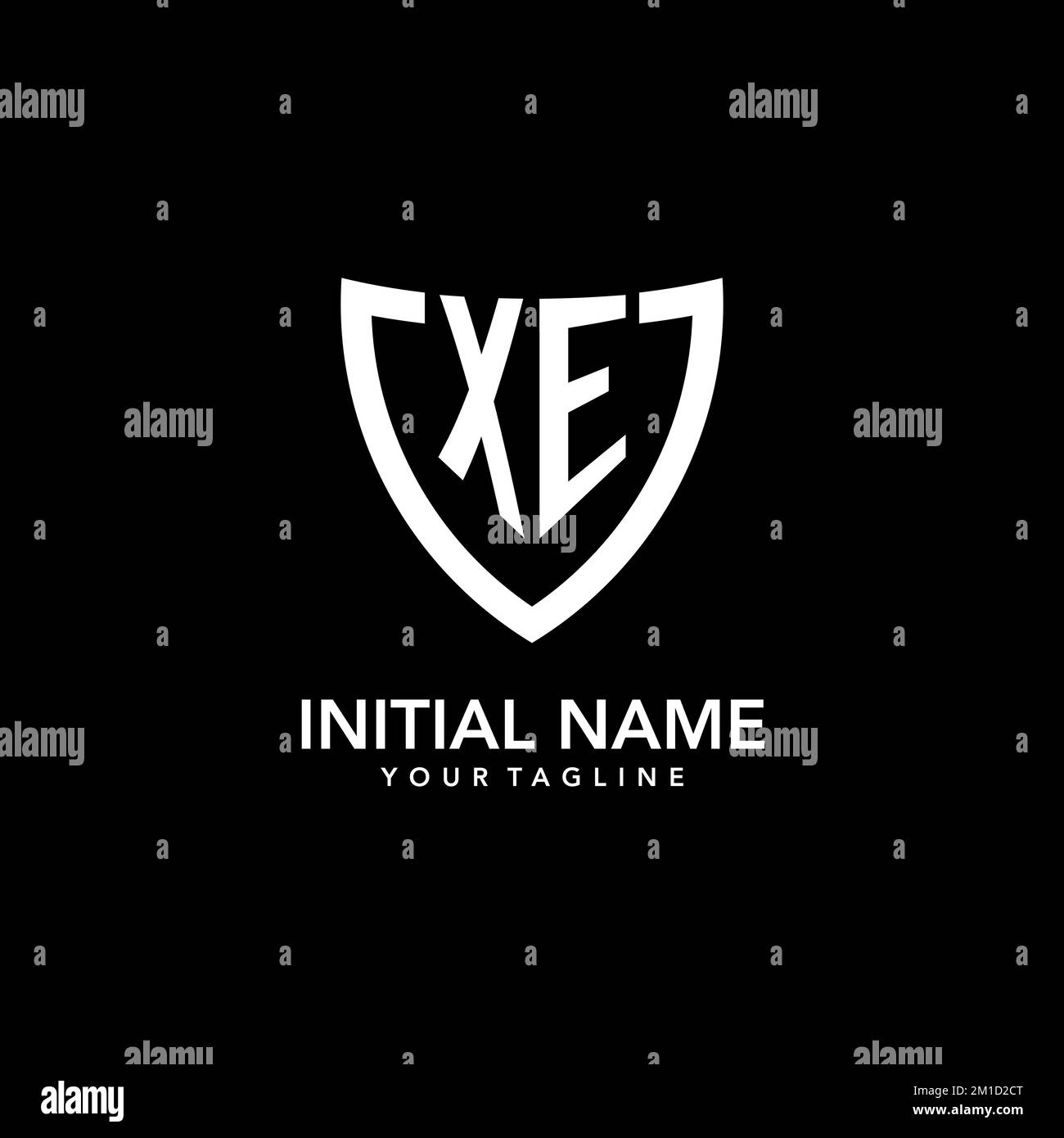 XE monogram initial logo with clean modern shield icon design ...