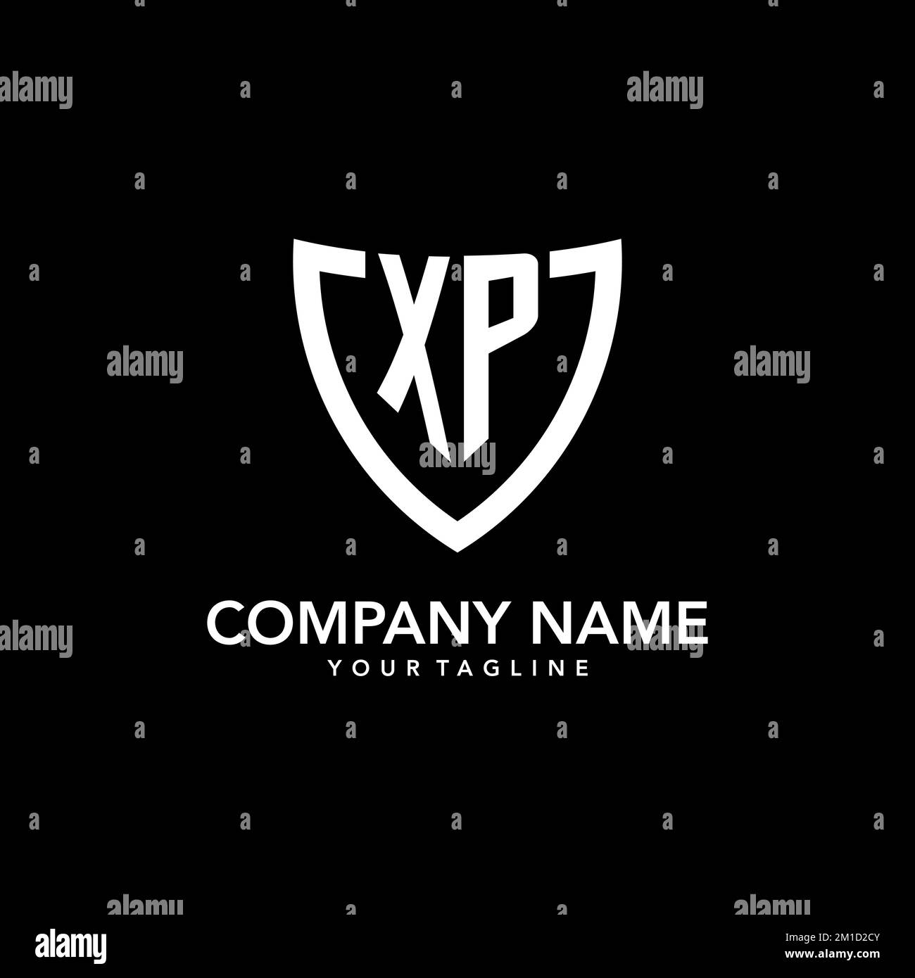 XP monogram initial logo with clean modern shield icon design ...