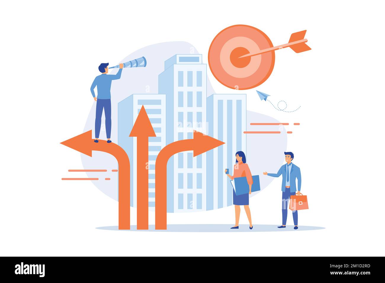 Business people and empolyee choosing new career direction arrow with ...