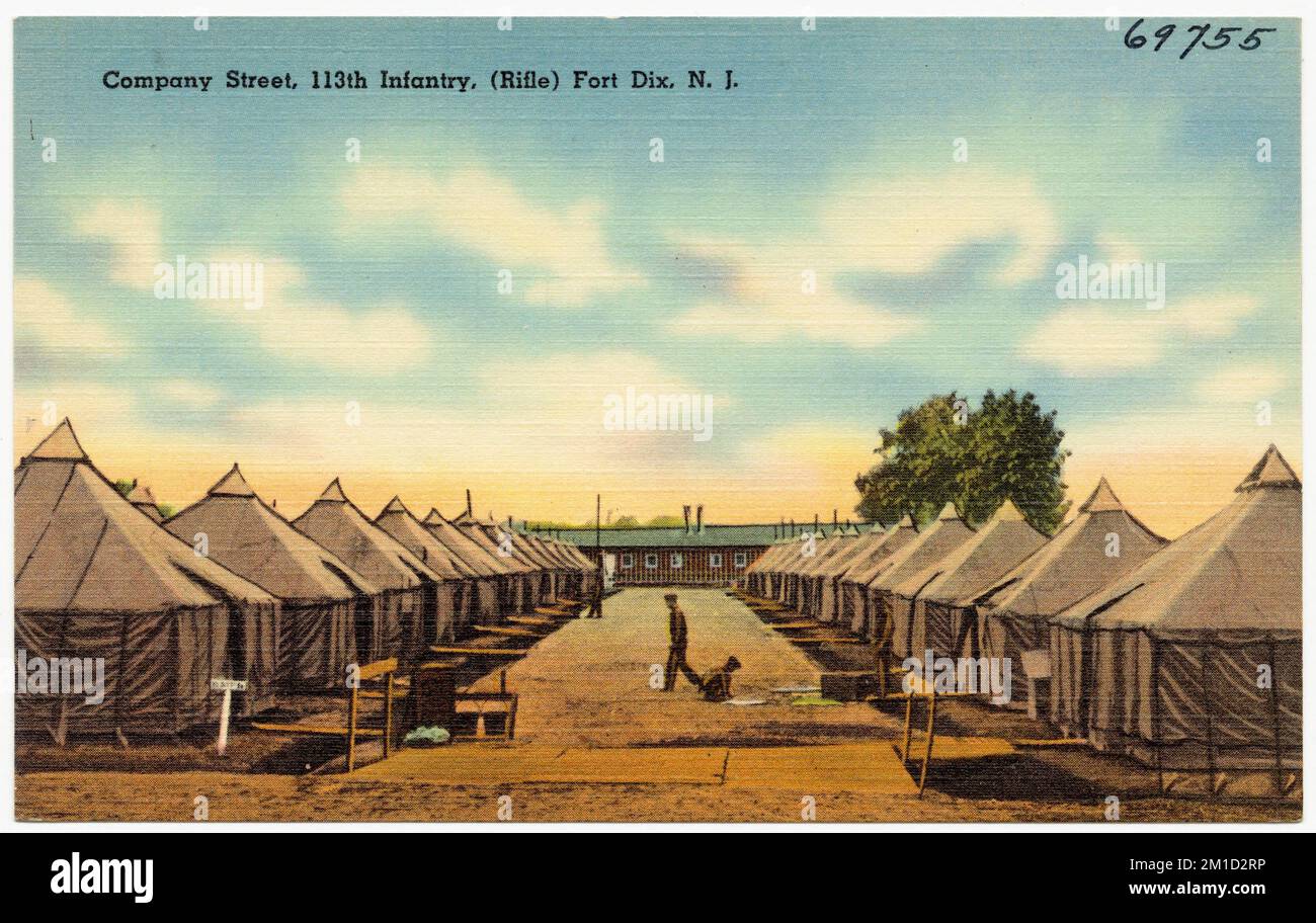 Company Street, 113th infantry, (rifle) Fort Dix, N.J. , Military ...