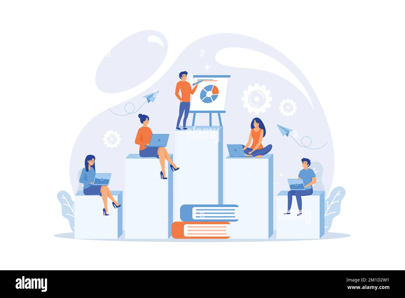 Employees with laptops learning at professional trainig. Internal ...