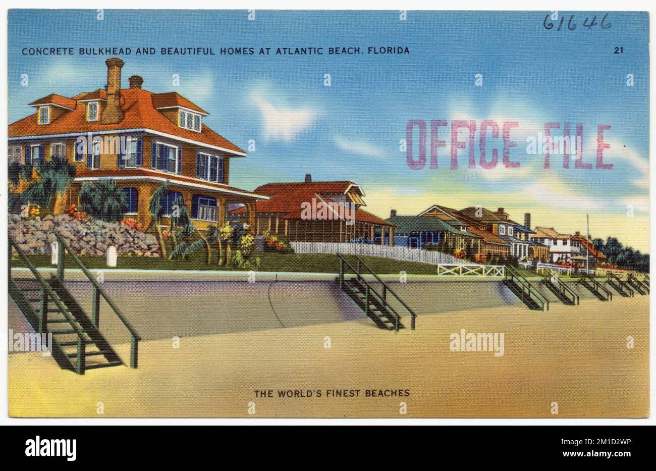 Concrete bulkhead and beautiful homes at Atlantic Beach, Florida ...