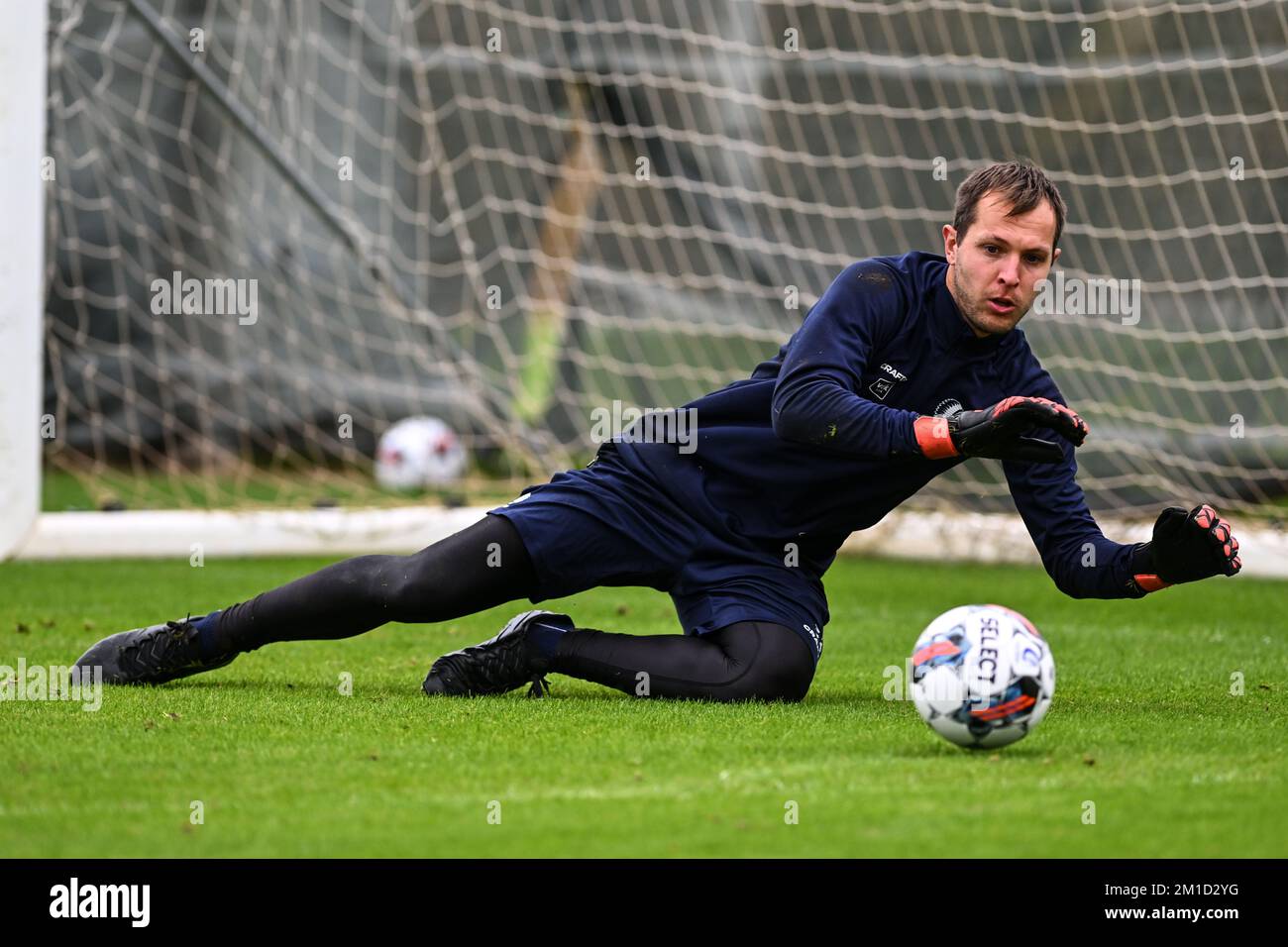 Gent's goalkeeper Davy Roef pictured in action during a training ...