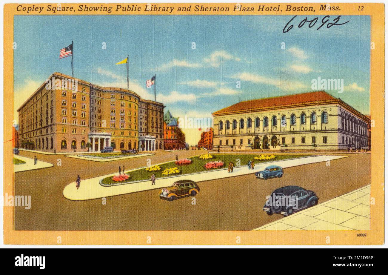 Copley Square, showing public library and Sheraton Plaza Hotel, Boston ...