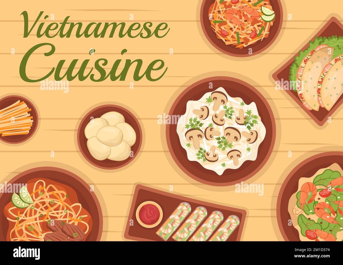 Vietnamese Food Restaurant Menu with Collection of Various Delicious ...