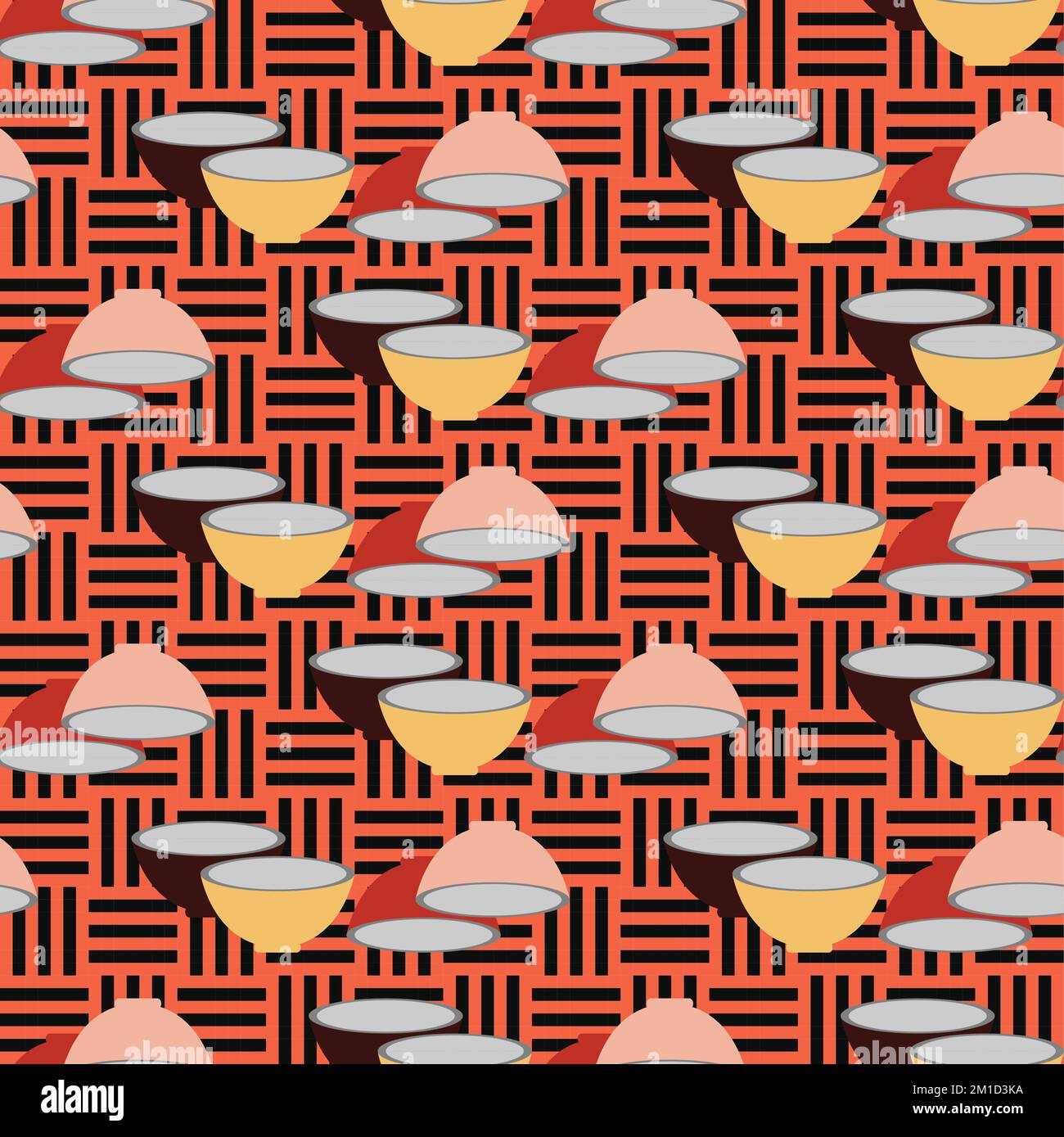 Bowl seamless vector repeat pattern. kids hand drawing illustration ...