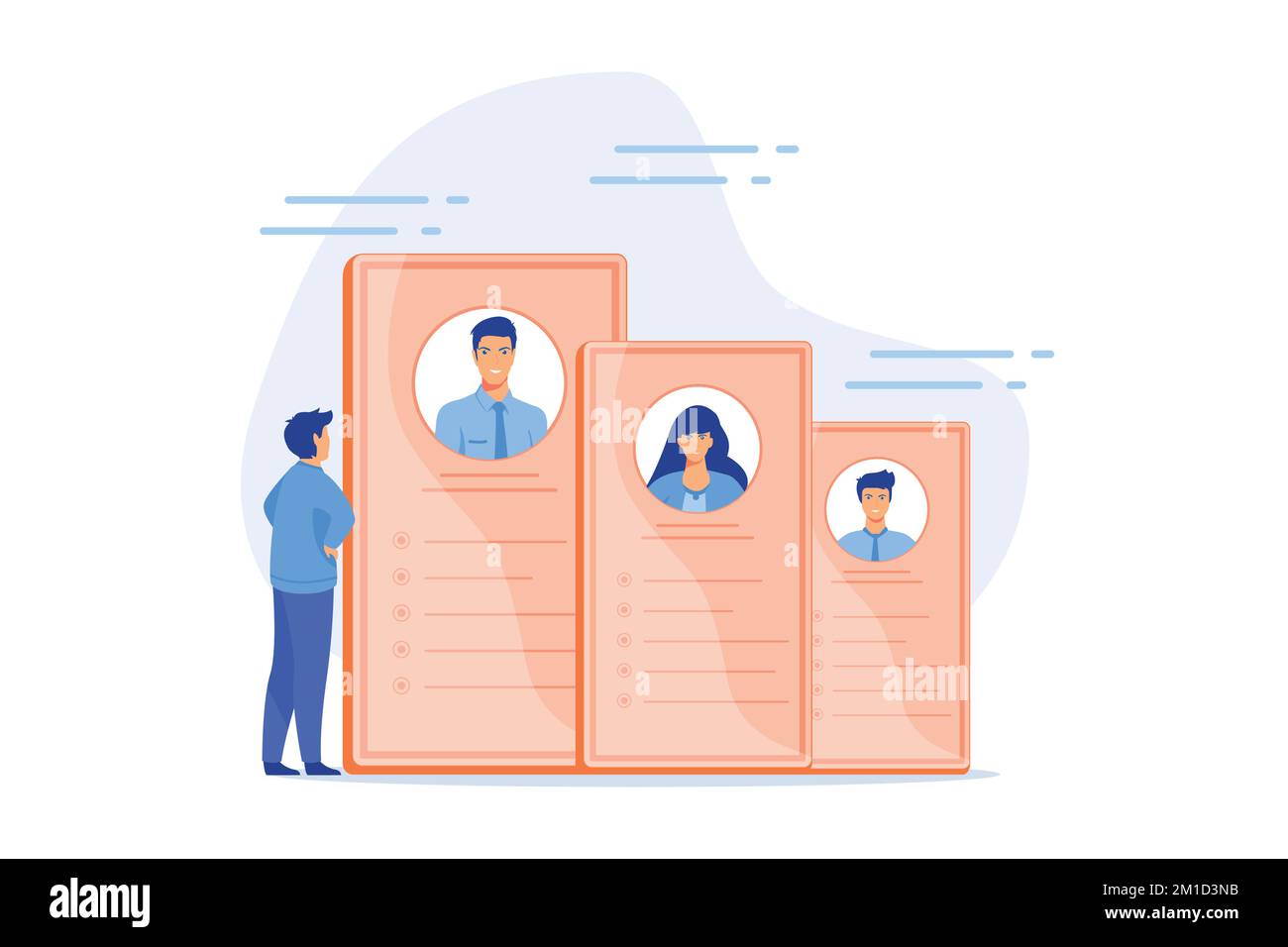 Employees CV, candidates resume. Corporate workers, students ID isolate ...