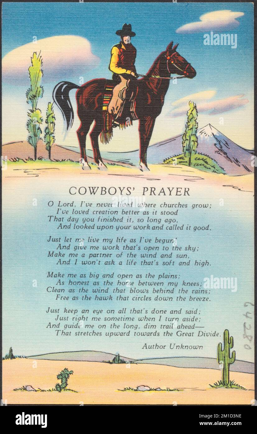 Cowboys' prayer , Cowboys, Tichnor Brothers Collection, postcards of ...