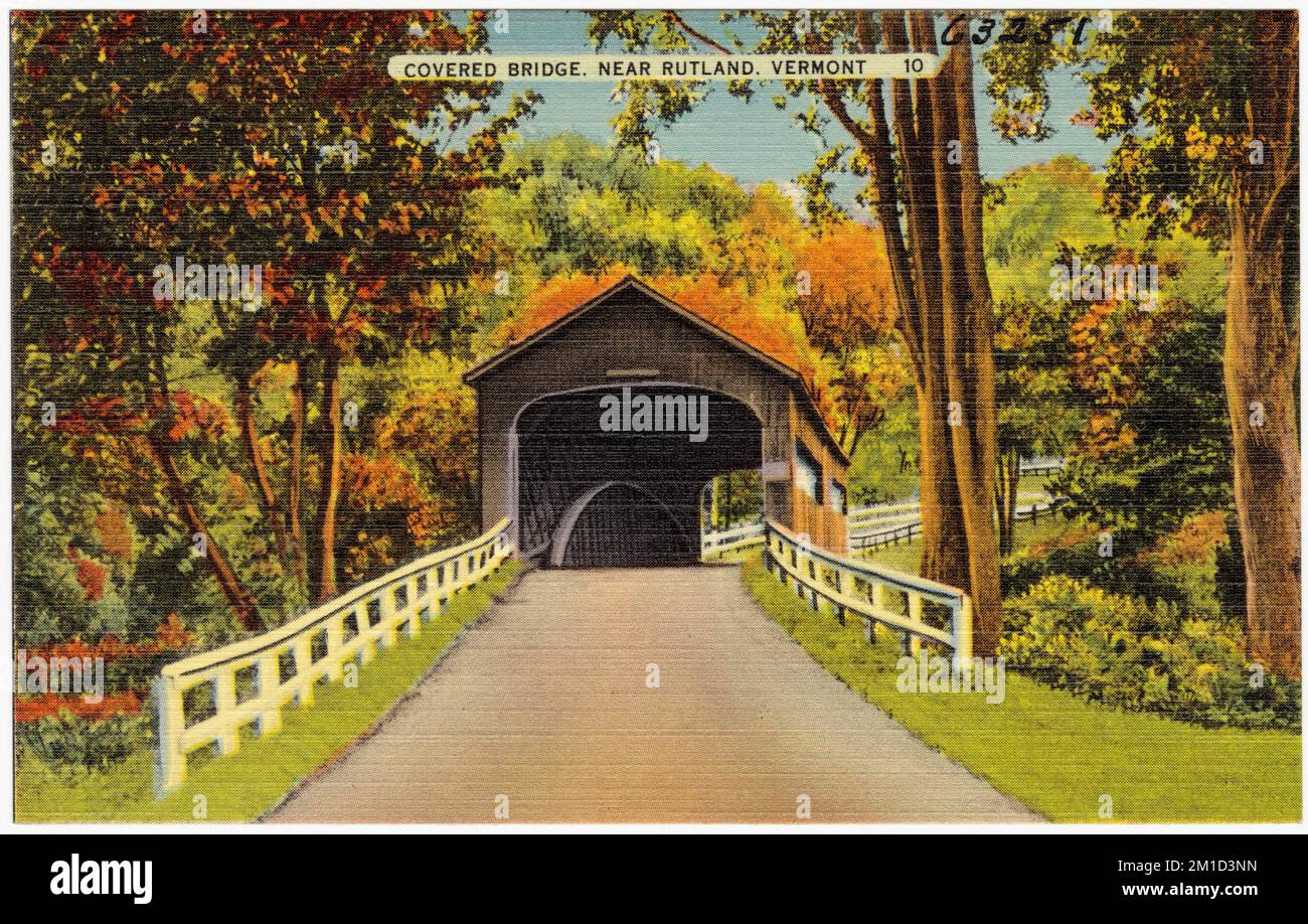 Covered bridge near Rutland, Vermont , Bridges, Tichnor Brothers ...