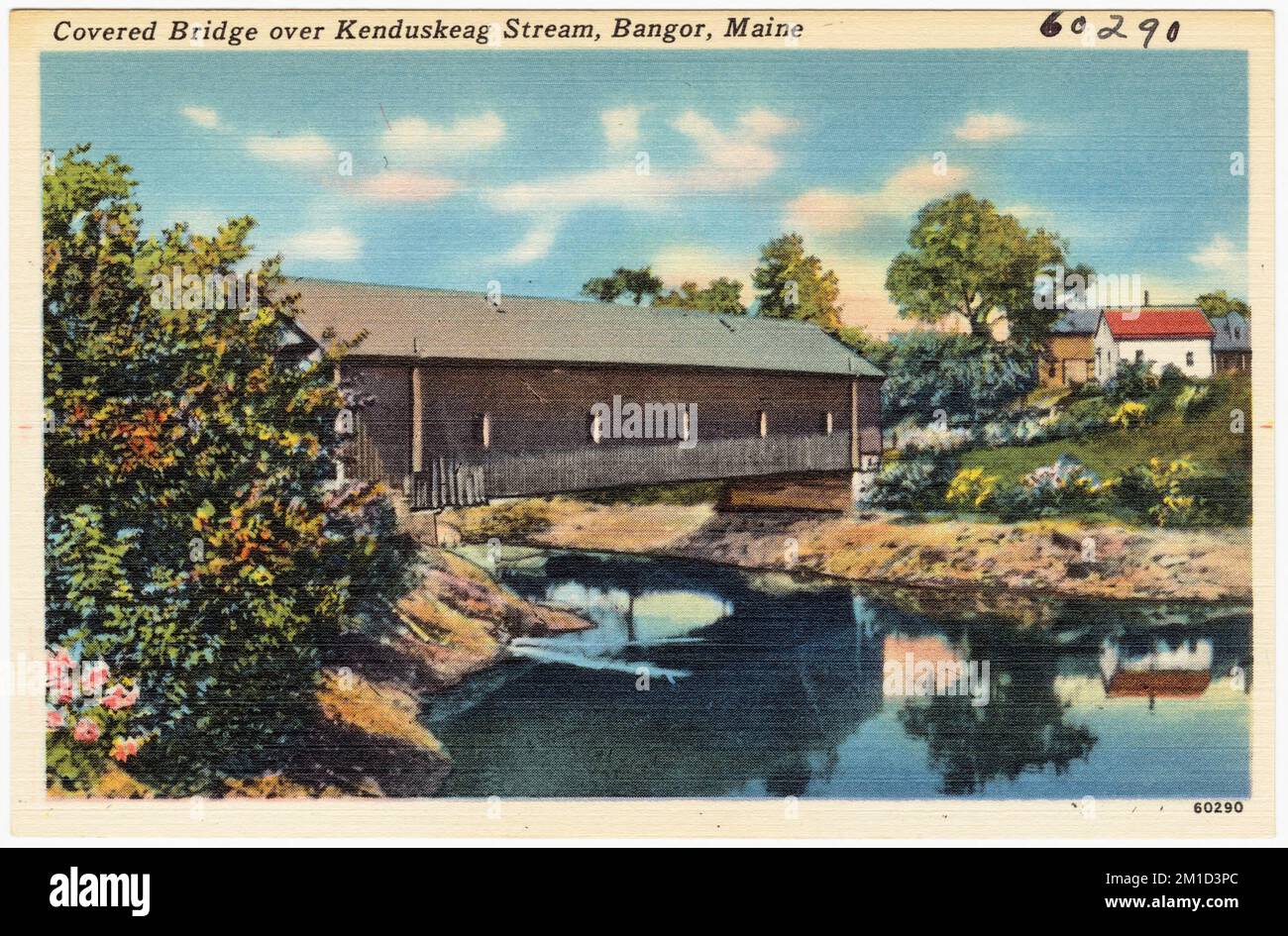 Covered Bridge over Kenduskeag Stream, Bangor, Maine , Bridges, Tichnor ...