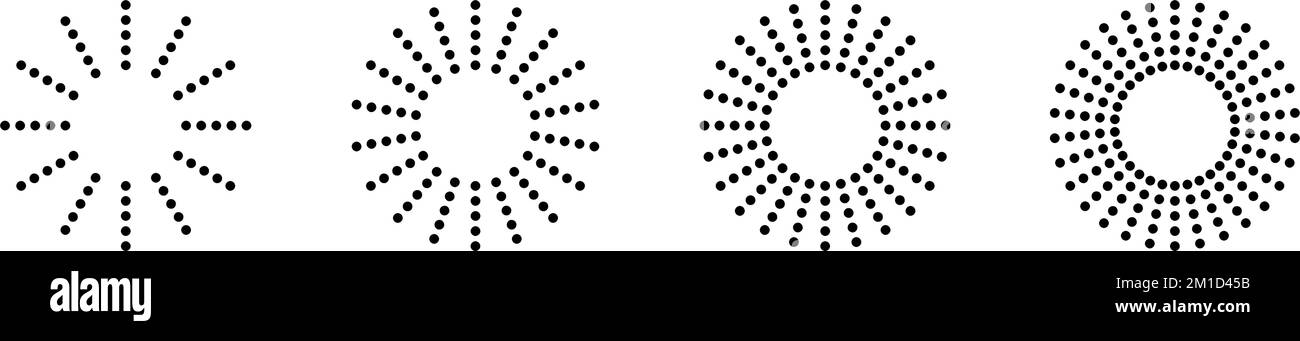 Dot radial circle lines. Circular radiating speed geometric lines. Sun ...