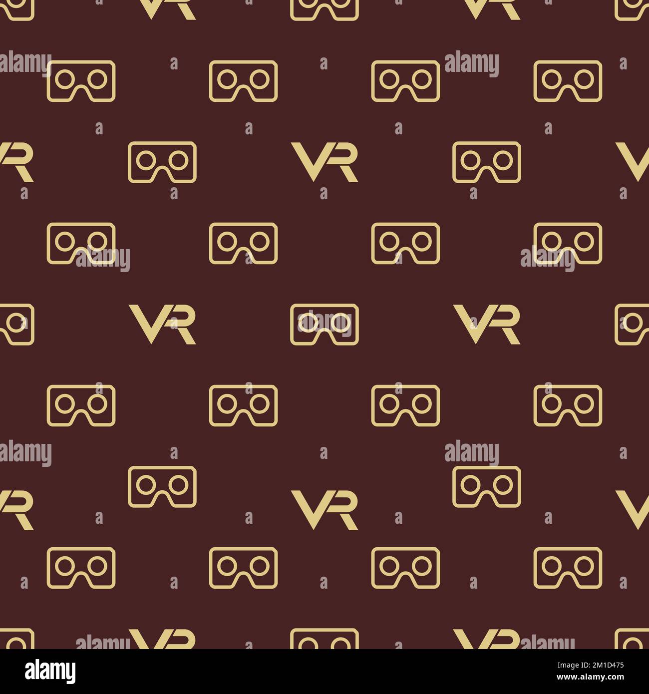 Seamless vector brown and golden pattern with VR logos. Virtual reality ...