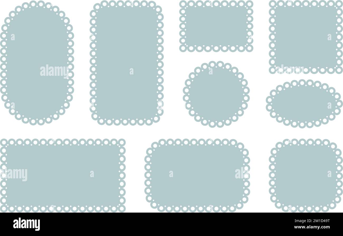 Circle and square scalloped frames. Scalloped edge rectangle and ...