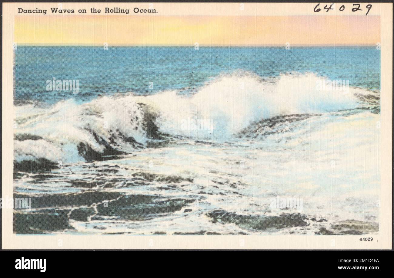 Dancing waves on a rolling ocean , Seas, Tichnor Brothers Collection ...