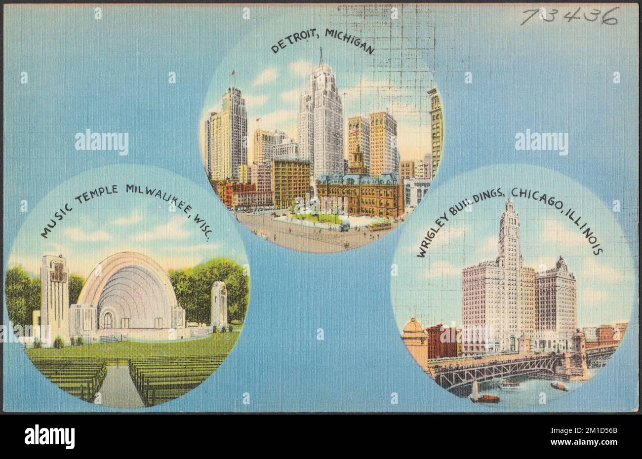 Detroit, Michigan. Music Temple Milwaukee, Wisc. Wrigley Buildings ...