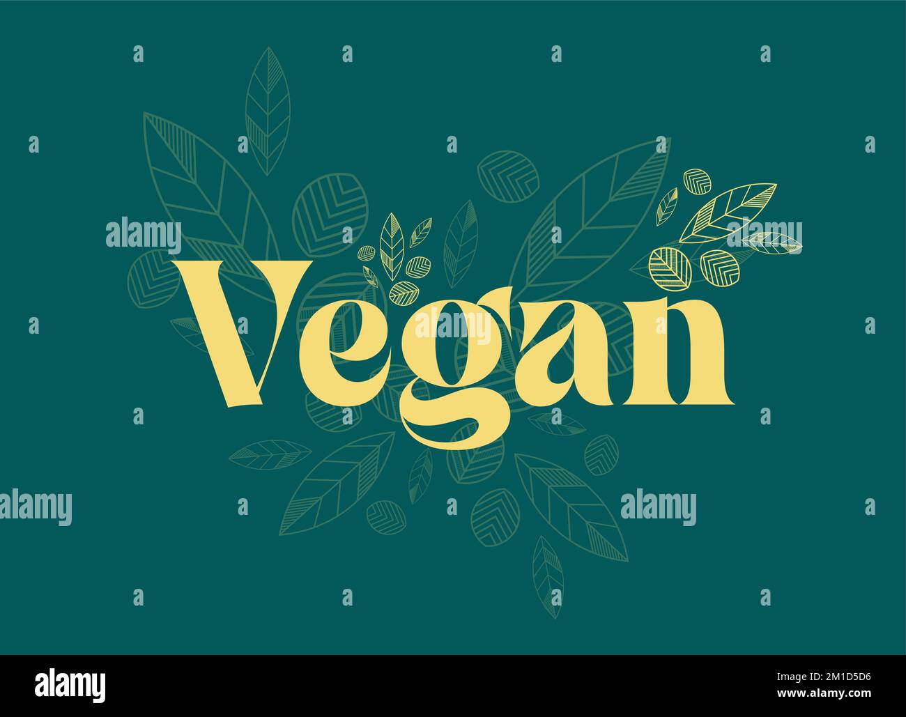 Vegan Text design vector illustration on a green background Stock ...