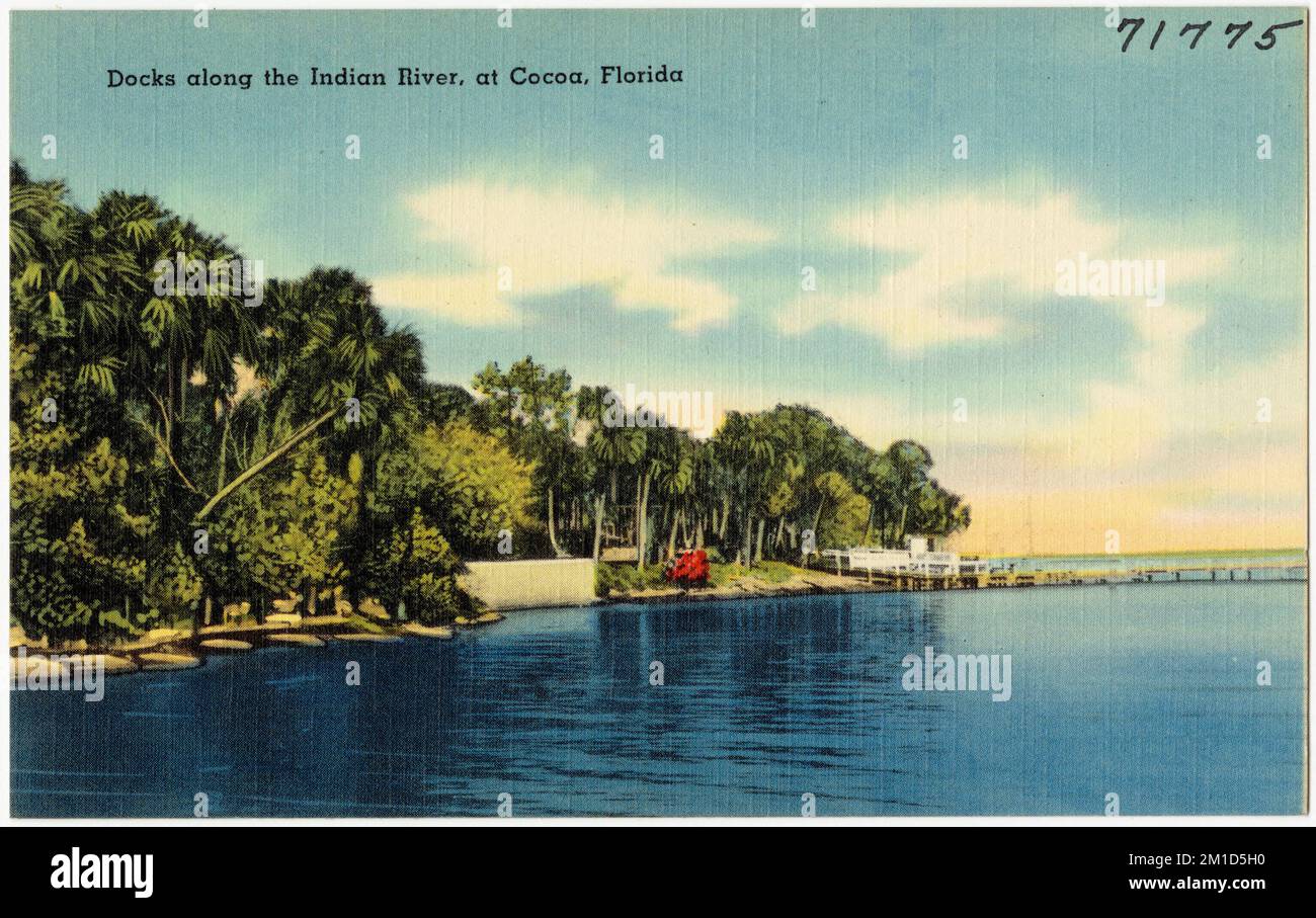 Docks along the Indian River, at Cocoa, Florida , Rivers, Tichnor ...