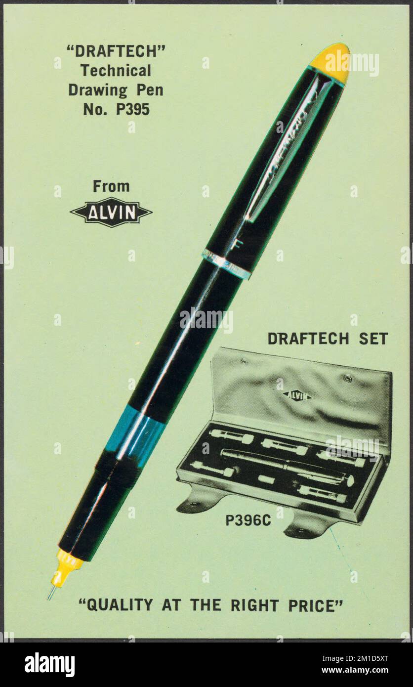 'Draftech' technical drawing pen no. P395 from Alvin , Pens, Tichnor Brothers Collection ...