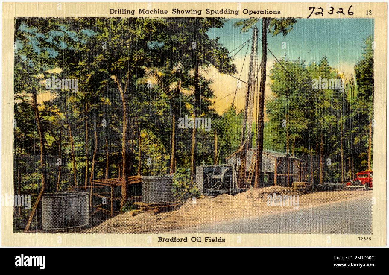 Drilling machine showing spudding operations, Bradford Oil fields ...