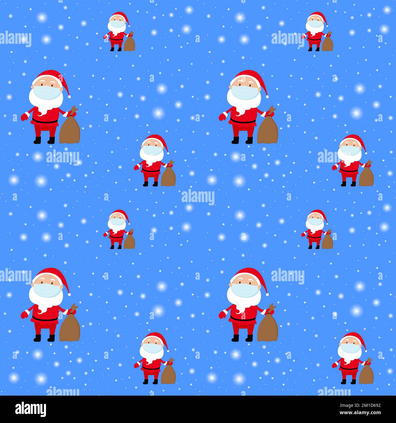 Christmas 2020 pattern. Santa in face mask. Cartoon. Vector ...
