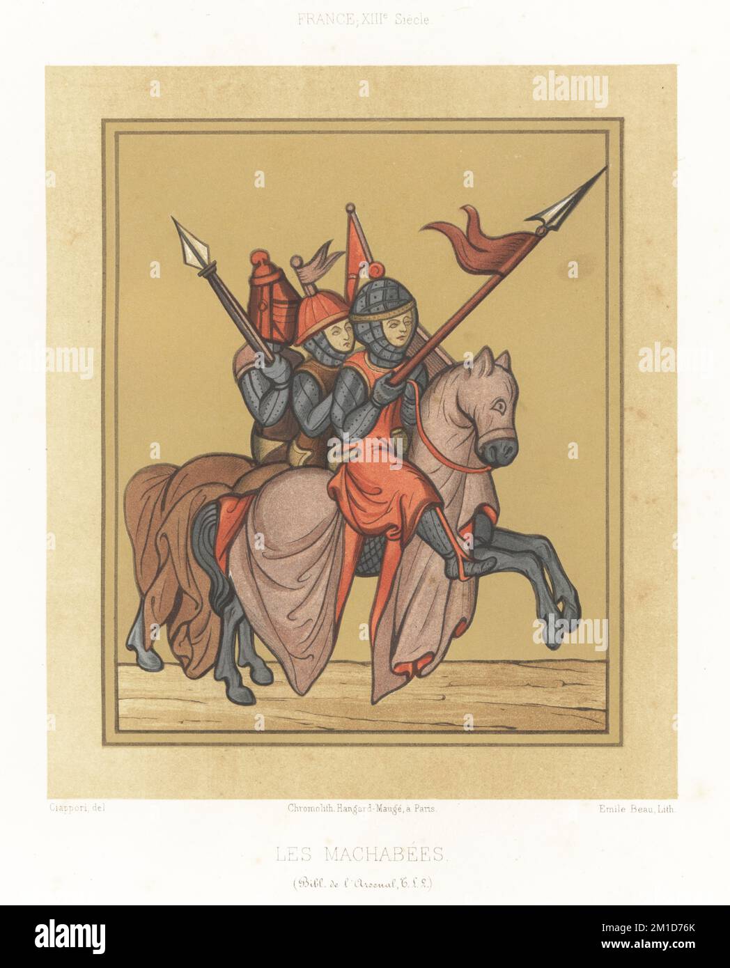 Maccabees in armour on horseback, 13th century. Three sons of ...
