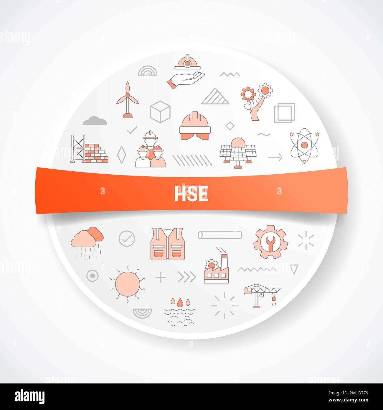 hse health safety environment concept with icon concept with round or ...