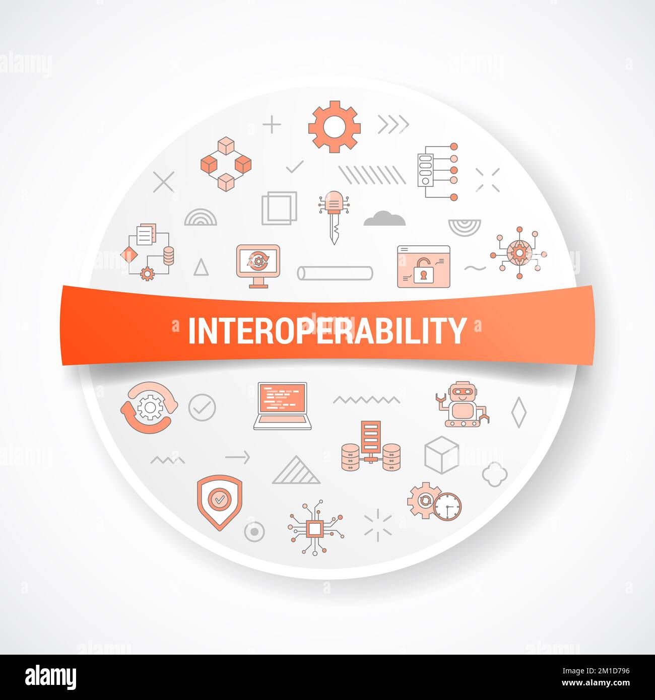 interoperability concept with icon concept with round or circle shape ...