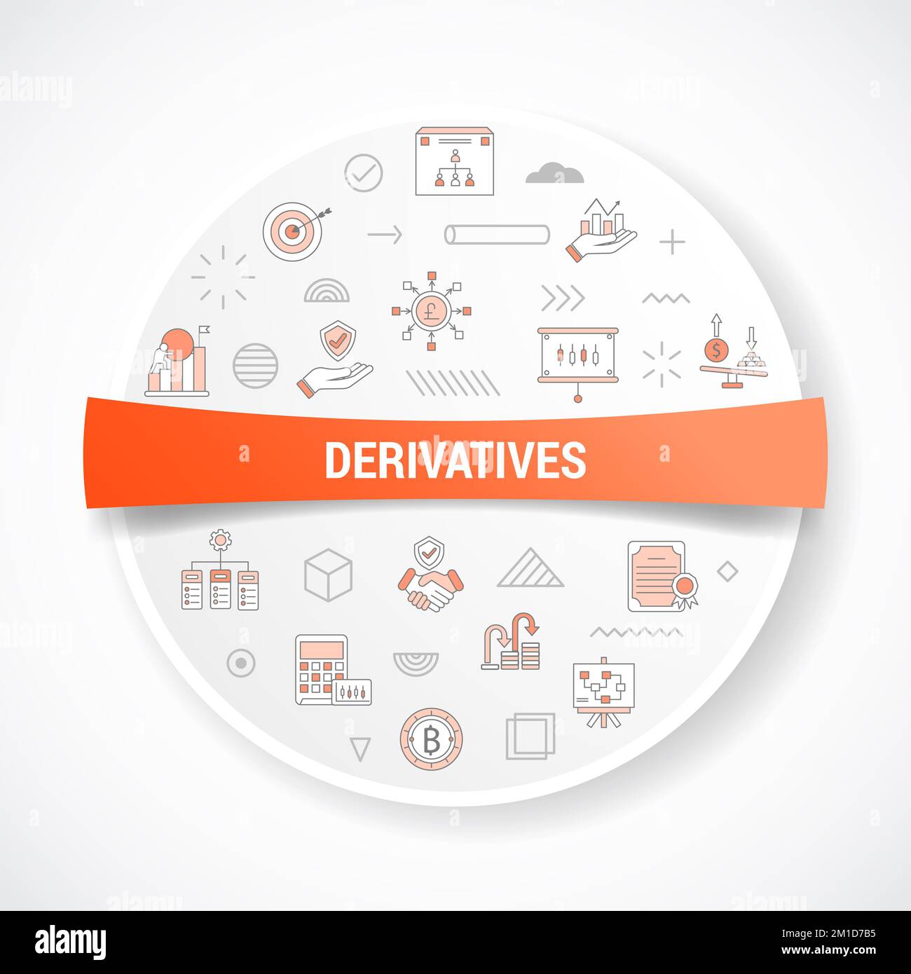 derivatives concept with icon concept with round or circle shape for ...