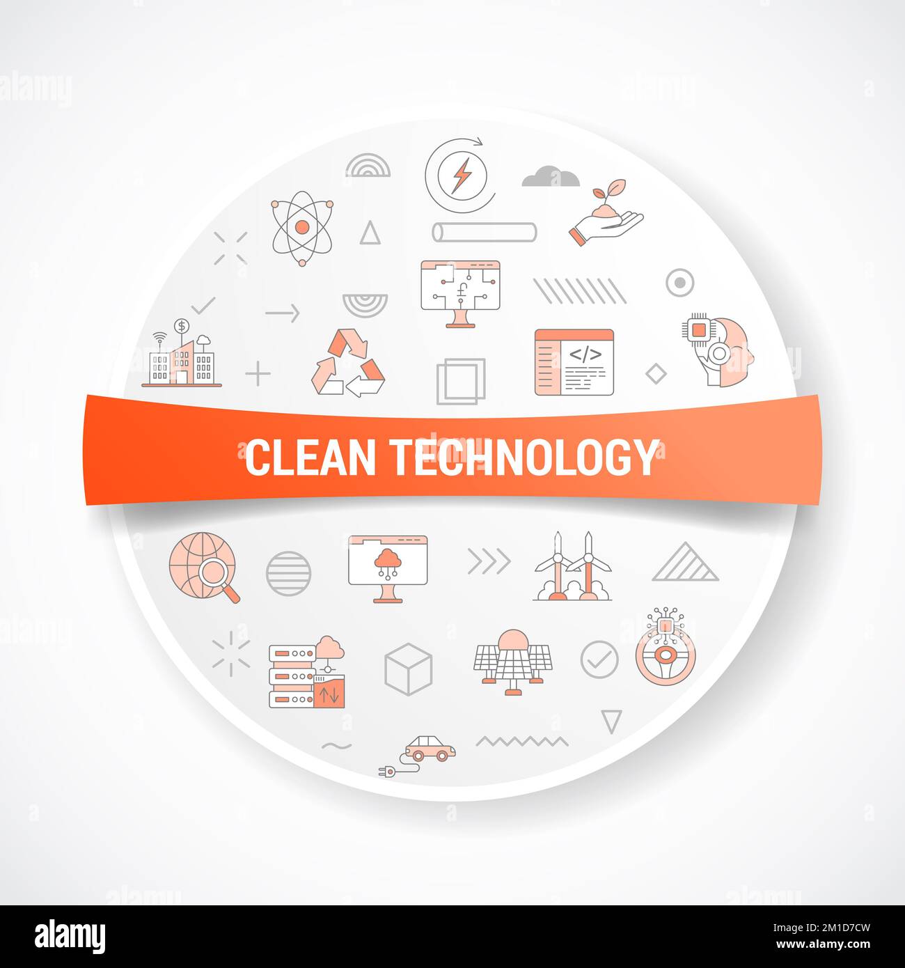 clean technology concept with icon concept with round or circle shape ...