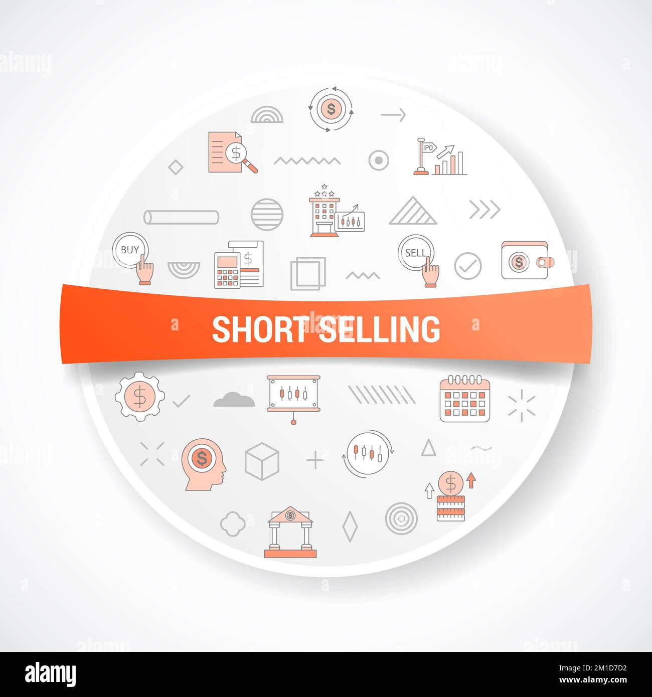 short selling concept with icon concept with round or circle shape for ...