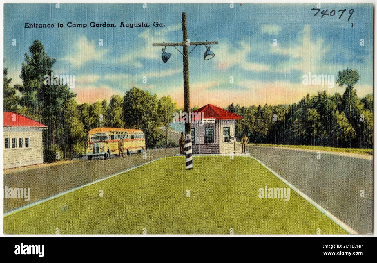 Entrance to Camp Gordon, Augusta, Ga. , Military facilities, Tichnor ...