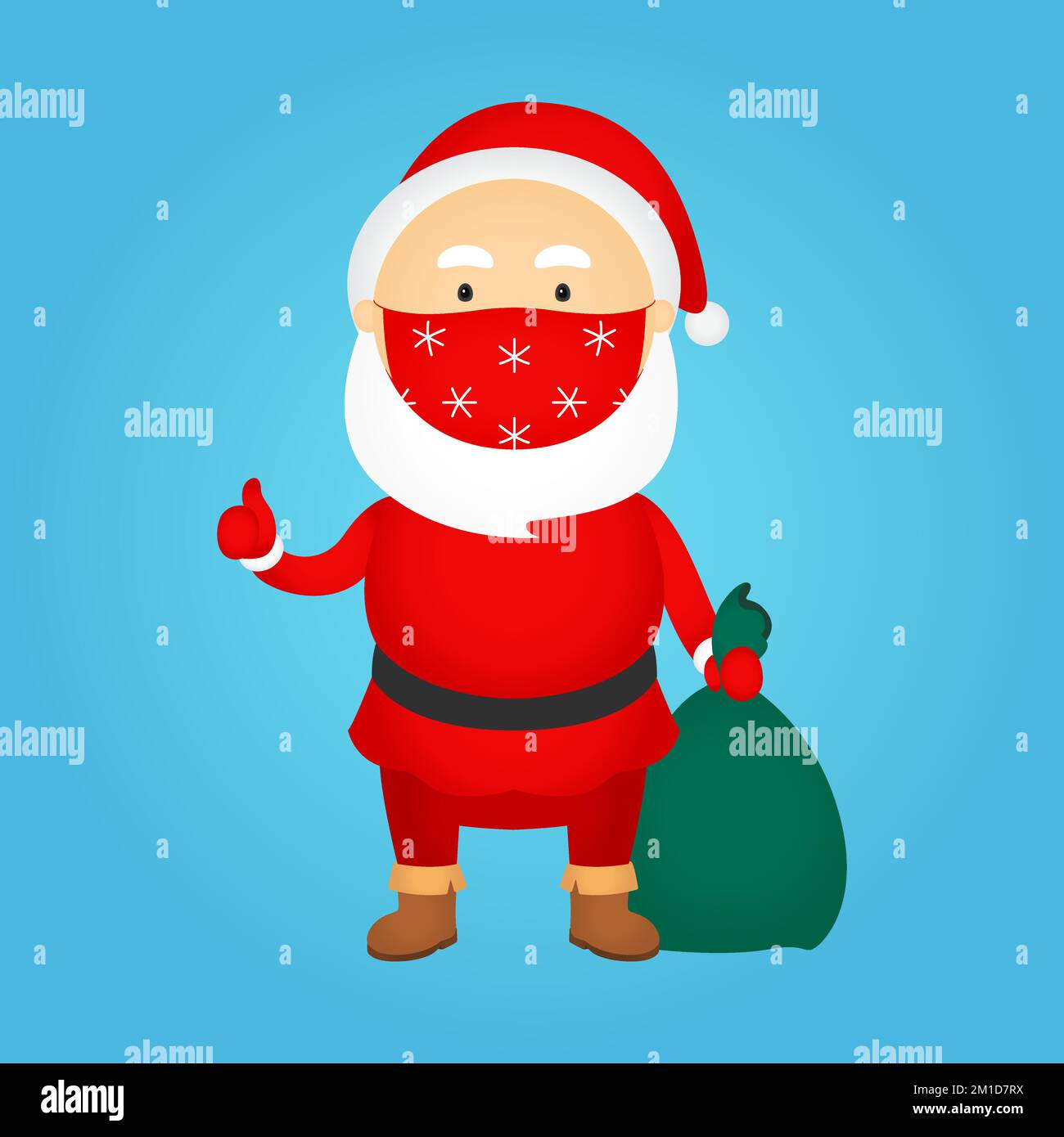Santa Claus in face mask show thumb up. Cartoon. Vector illustration ... Santa Claus in face mask show thumb up. Cartoon. Vector illustration ...