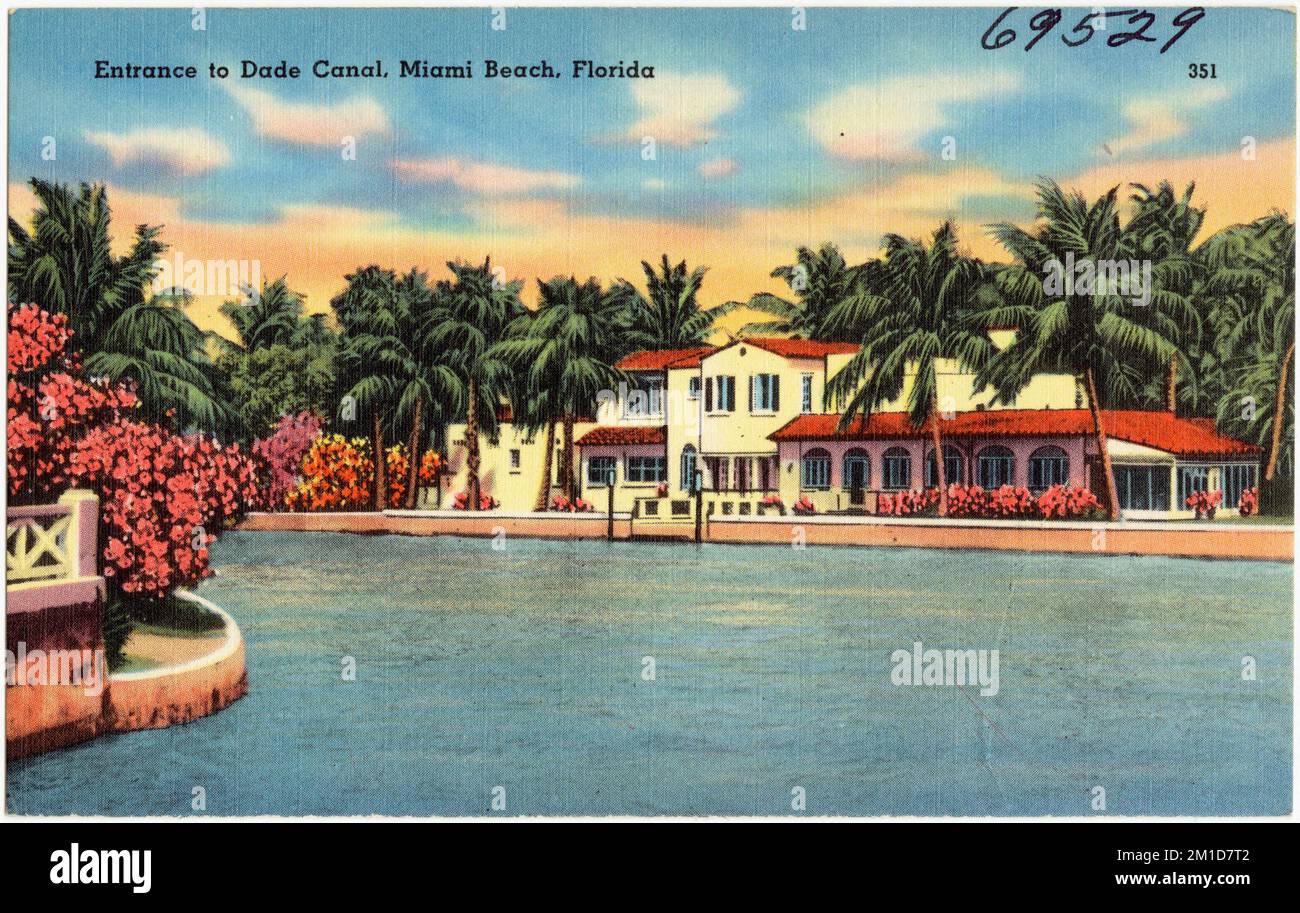 Entrance to Dade Canal, Miami Beach, Florida , Tichnor Brothers ...